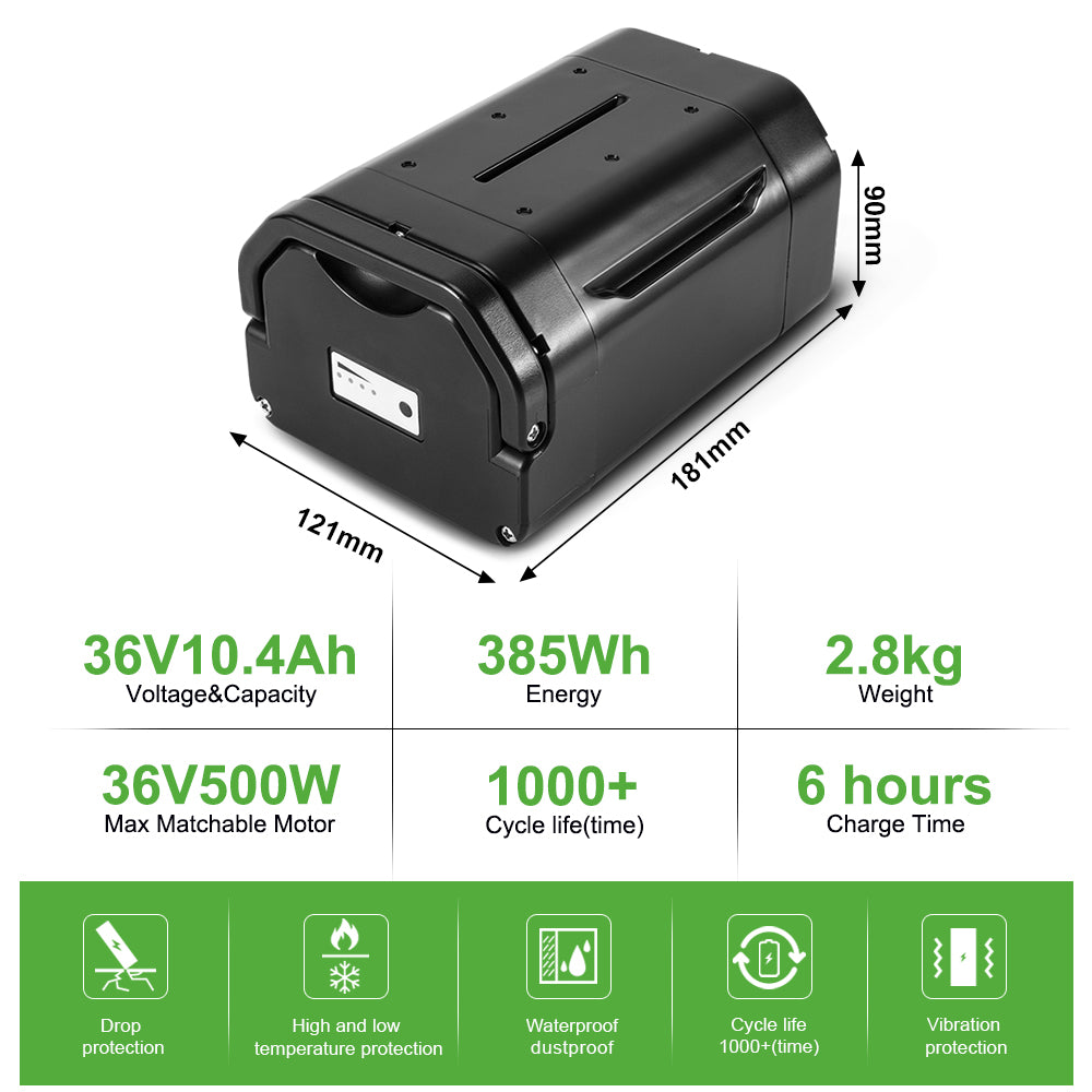 36V10Ah Seat Tube Li-ion E-bike Battery for Ansmann, Heinzmann – YOSE ...